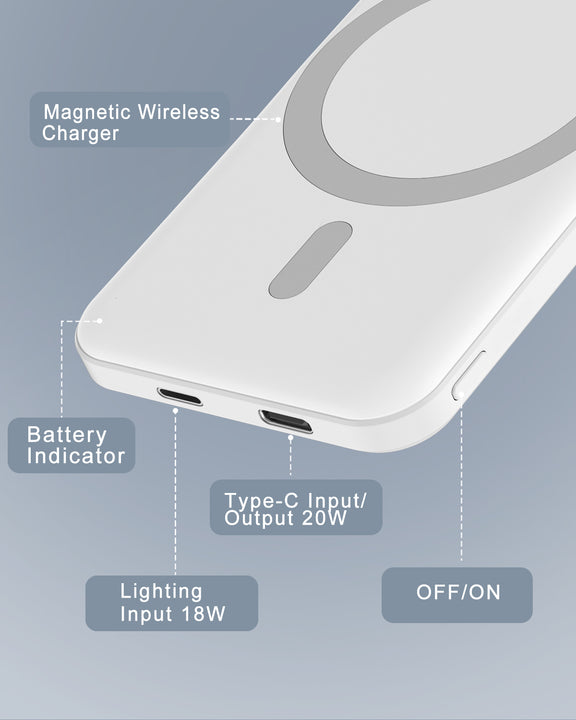 Podoru for Mag-safe Battery Pack, 5000mAh Magnetic Power Bank 20W PD W